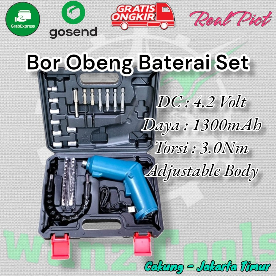 Jual Bor Obeng Cordless Set Screwdriver Mesin Bor Obeng Mini Baterai