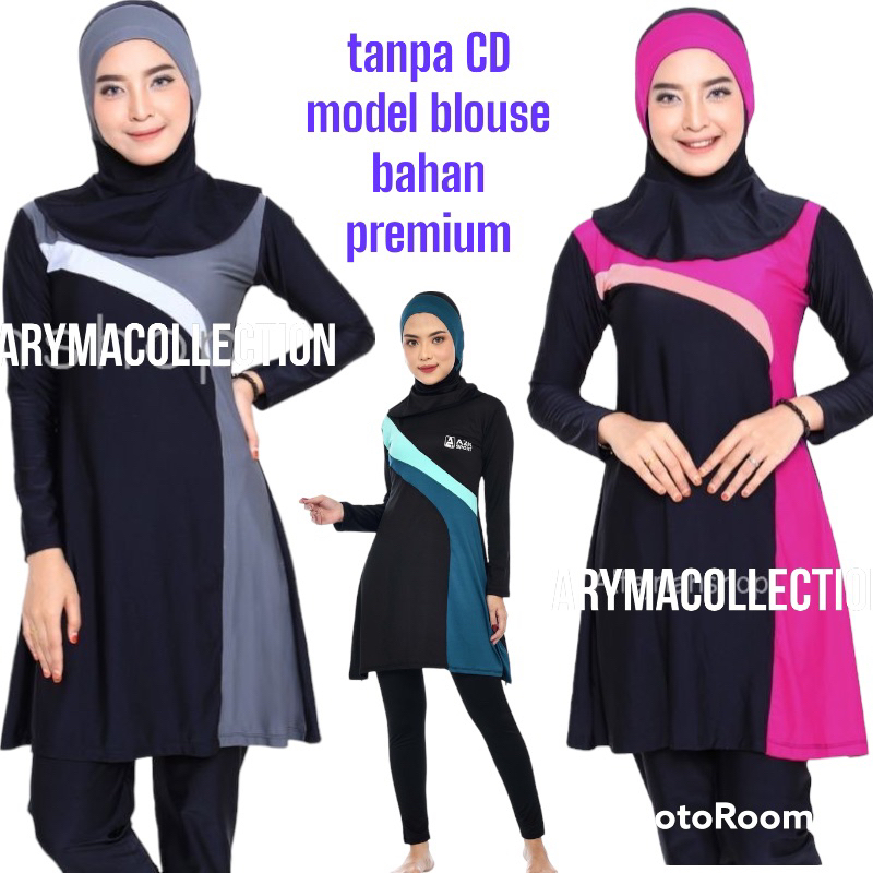 Jual Baju renang muslimah polos hijab syar'i/ baju renang hijab PREMIUM ...