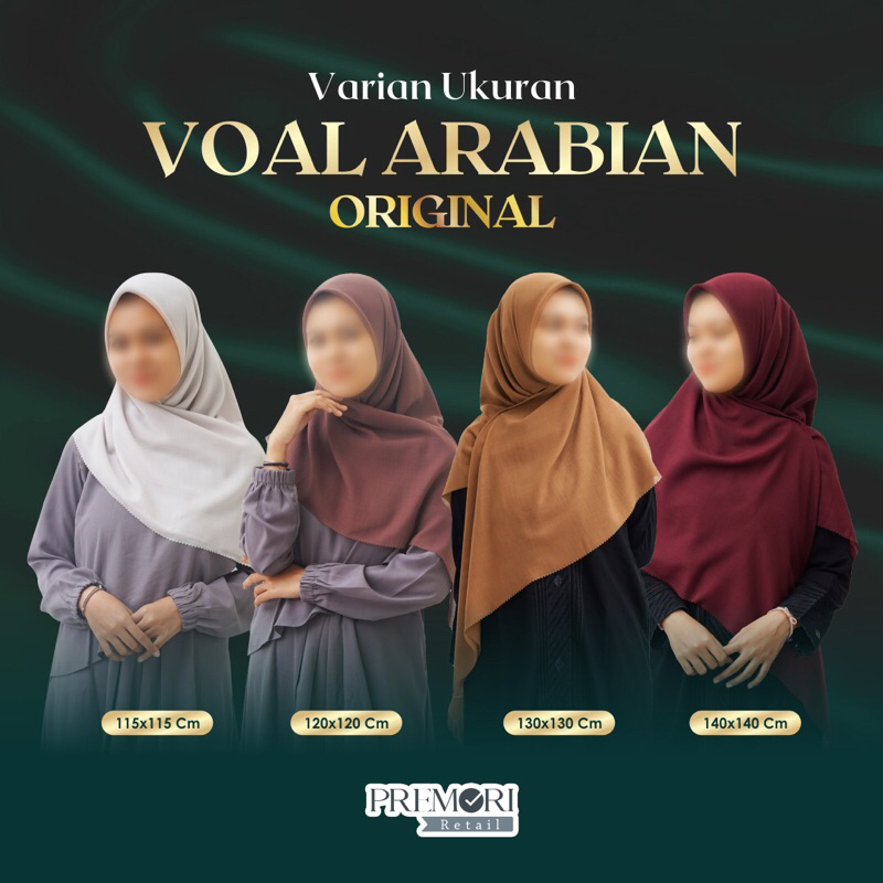 Jual Voal Arabian Jilbab Segi Empat 115x115 Kualitas Premium Original ...