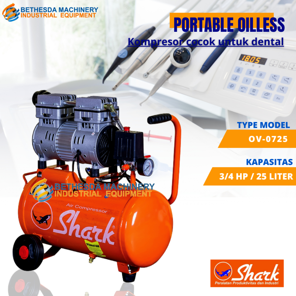 Jual Kompresor shark portable Oilless 3/4 HP - 25 Liter Kompresor Auto ...