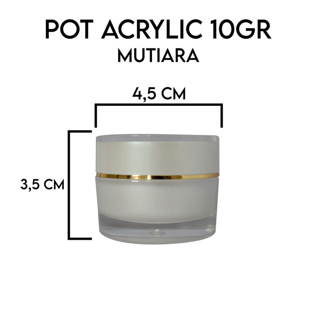 Jual Pot Kemasan/Cream Acrylic 10Gr Putih/Mutiara List Emas | Shopee ...