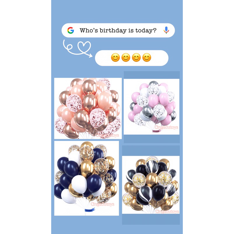 Jual New paket balon latex metalik vintage confetti chrome GOLD tema ...