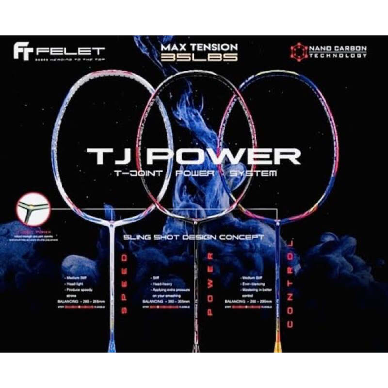 Jual RAKET FELET TJ POWER POWER / CONTROL / SPEED FREE SENAR & GRIP ...