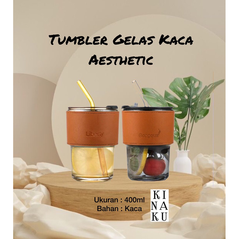 Jual Cangkir Mug Gelas Tumbler Gelas Minum Kaca Aesthetic-Ada Strap ...