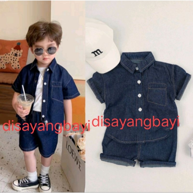 Jual SETELAN ANAK KEMEJA JEANS PREMIUM MODEL KEREN (s173) | Shopee ...