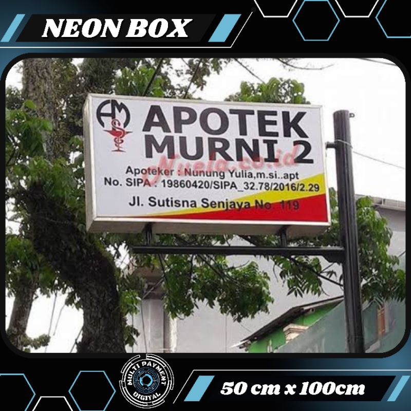 Jual NEON BOX KOTAK 2 SISI / PAPAN NAMA TOKO 50CM X 100CM | Shopee ...