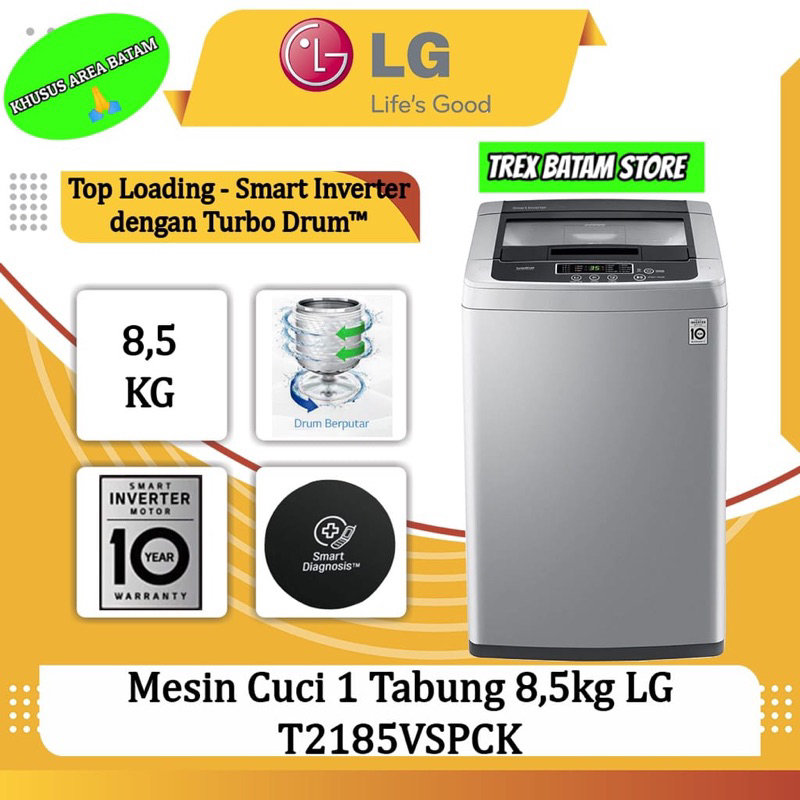 Jual LG T2185VSPCK 8.5KG MESIN CUCI TOP LOADING SMART INVERTER (BATAM ...