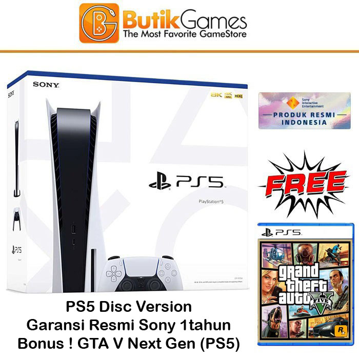 Jual PS5 Console Disc Version Bundle Game GTA V GTA 5 Grand Theft Auto ...
