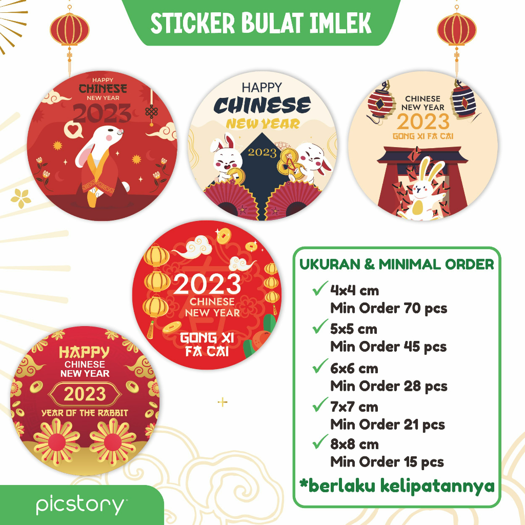 Jual Sticker Bulat Imlek/ Cetak Stiker Imlek/ Sticker Label Chinese New ...