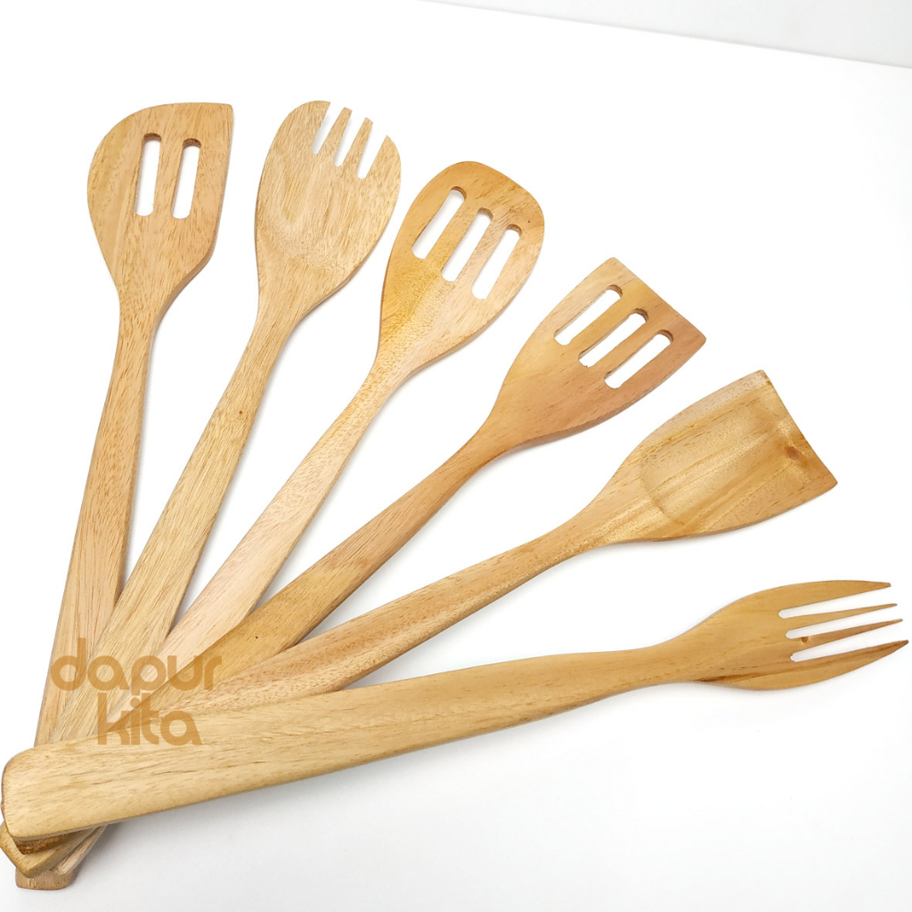 Jual Spatula / Sutil / Sodet Kayu 1 set Isi 6 Pcs Bahan Kayu Mahoni ...