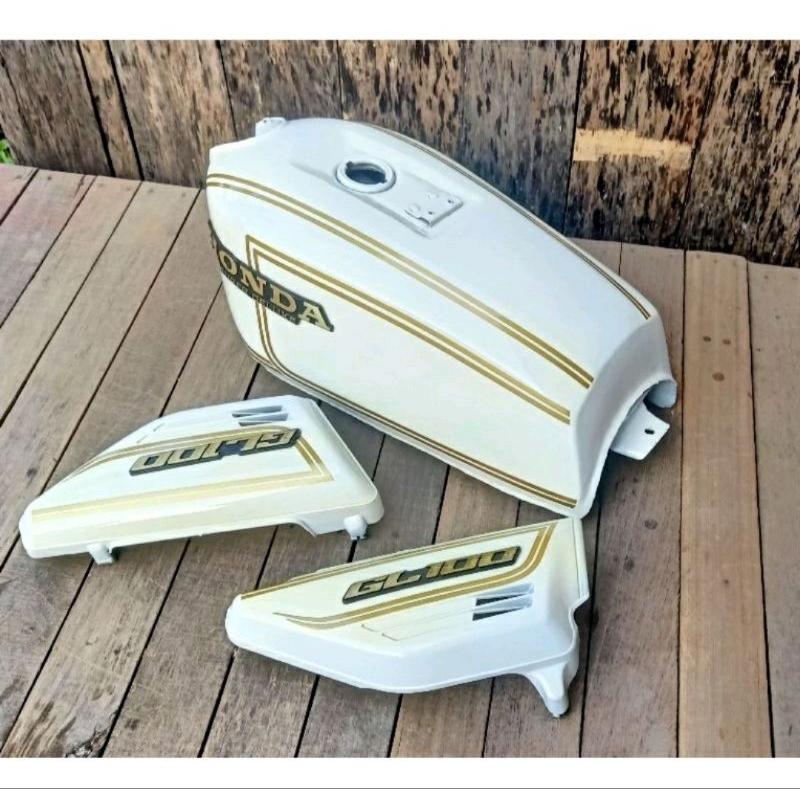 Jual Tengki Tangki Honda GL 100 Warna Putih Set Box Tutup Aki Set ...