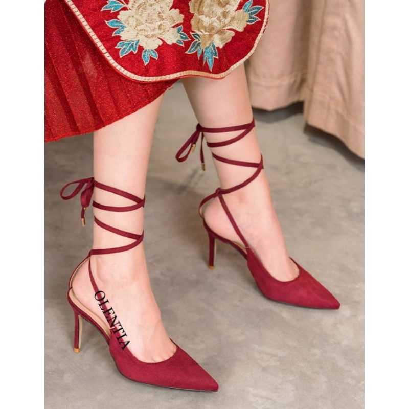 Jual Sepatu Wanita Heels Suede gladiator 9cm SH 32 | Shopee Indonesia