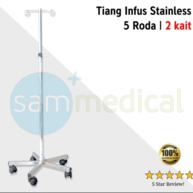 Jual Lokal Tiang Infus + 5 roda full Stainless- 2 kait | Shopee Indonesia