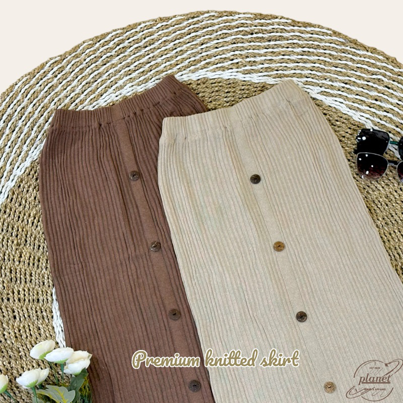 Jual ROK SPAN RAJUT ROK SPAN KANCING 5 BASIC KNITTED SKIRT WANITA POLOS ...