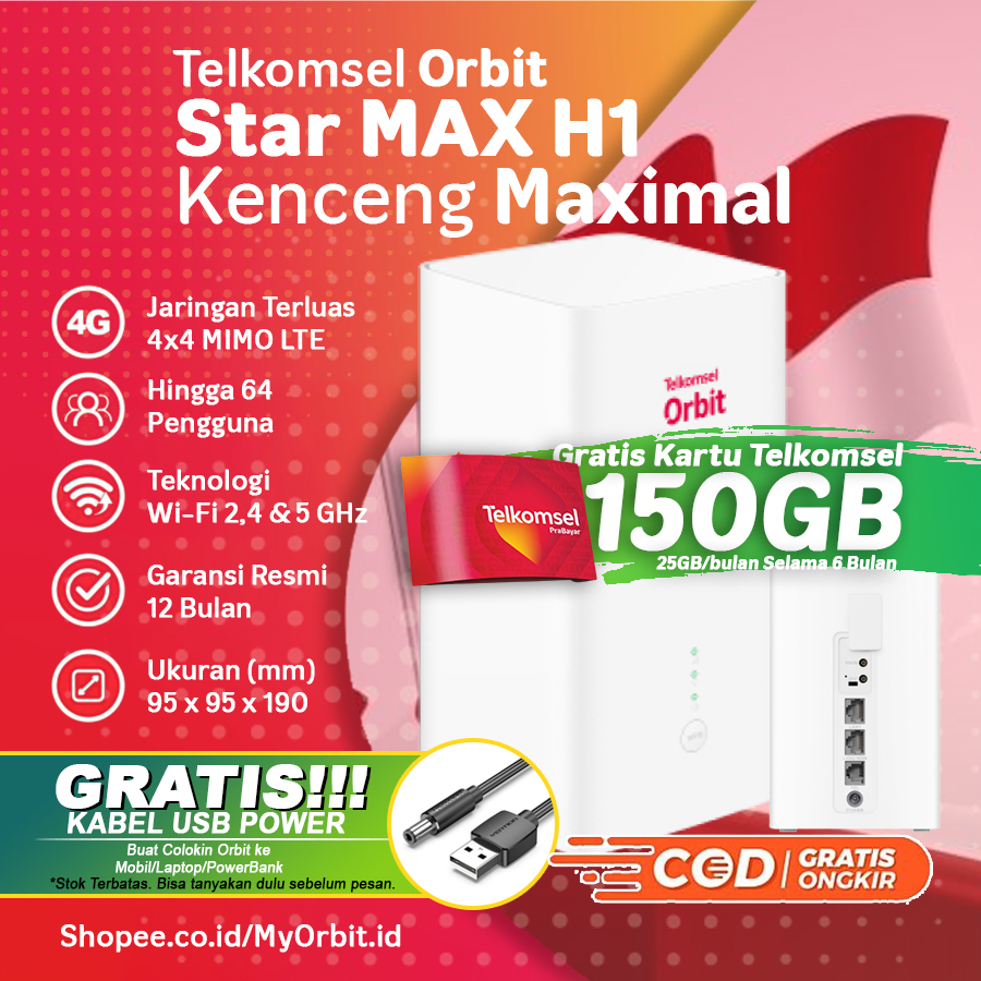 Jual Telkomsel Orbit Super NGEBUUT!!! Gratis Kuota 150GB. Ready Orbit Star 2 + Antena | Orbit ...