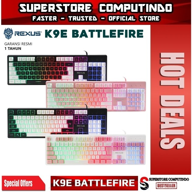 Jual Rexus K9E Battlefire Full Gaming Size Keyboard | Shopee Indonesia