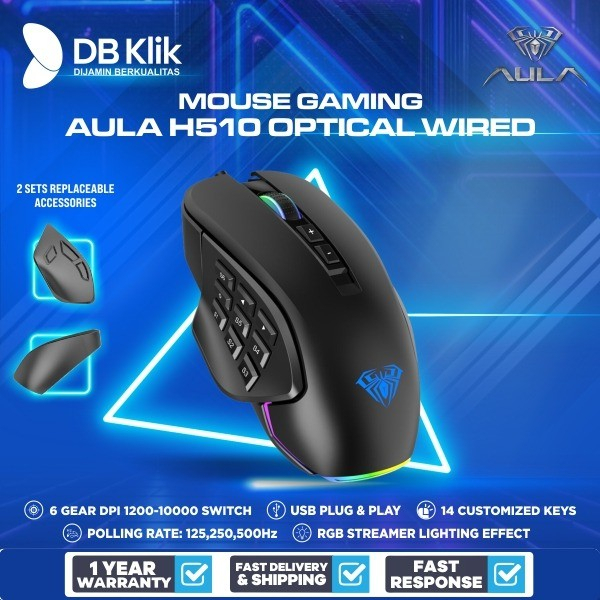 Jual Mouse Gaming AULA H510 Optical Wired 10000DPI Magnetic RGB- AULA H ...