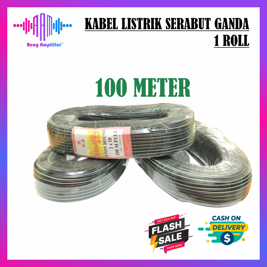 Jual Kabel Listrik Serabut Ganda Tembaga ASLI 2 X 18 100 METER | Shopee ...
