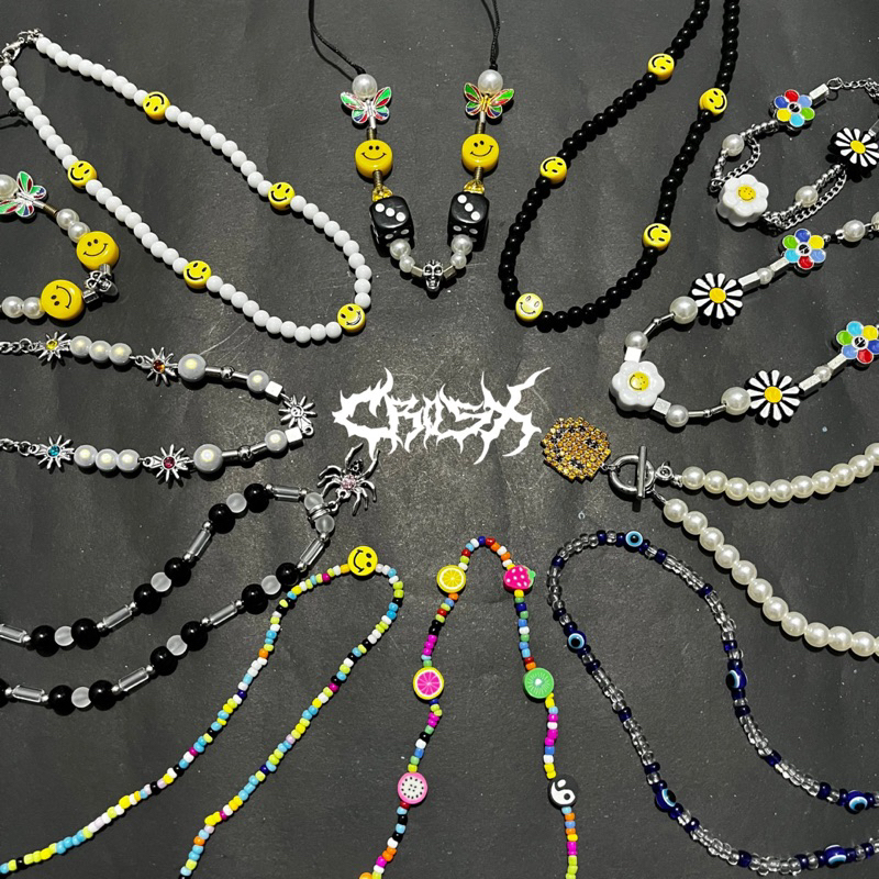 Jual KALUNG SMILEY NECKLACE / PEARL CHAIN NECKLACE / MULTILAYER PENDANT ...