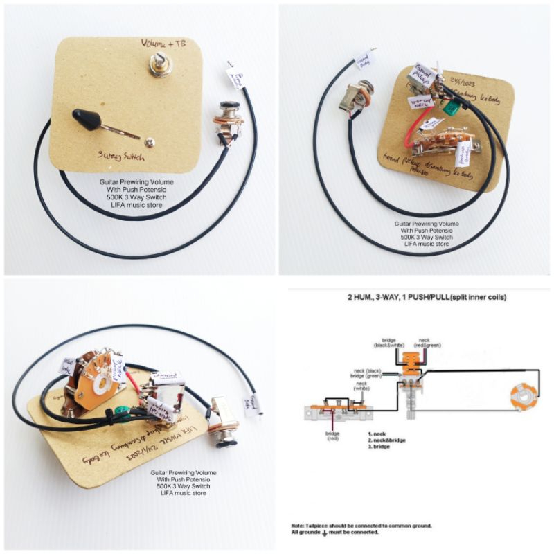 Jual Guitar Prewiring Volume With Push Potensio 500K 3 Way Switch ...