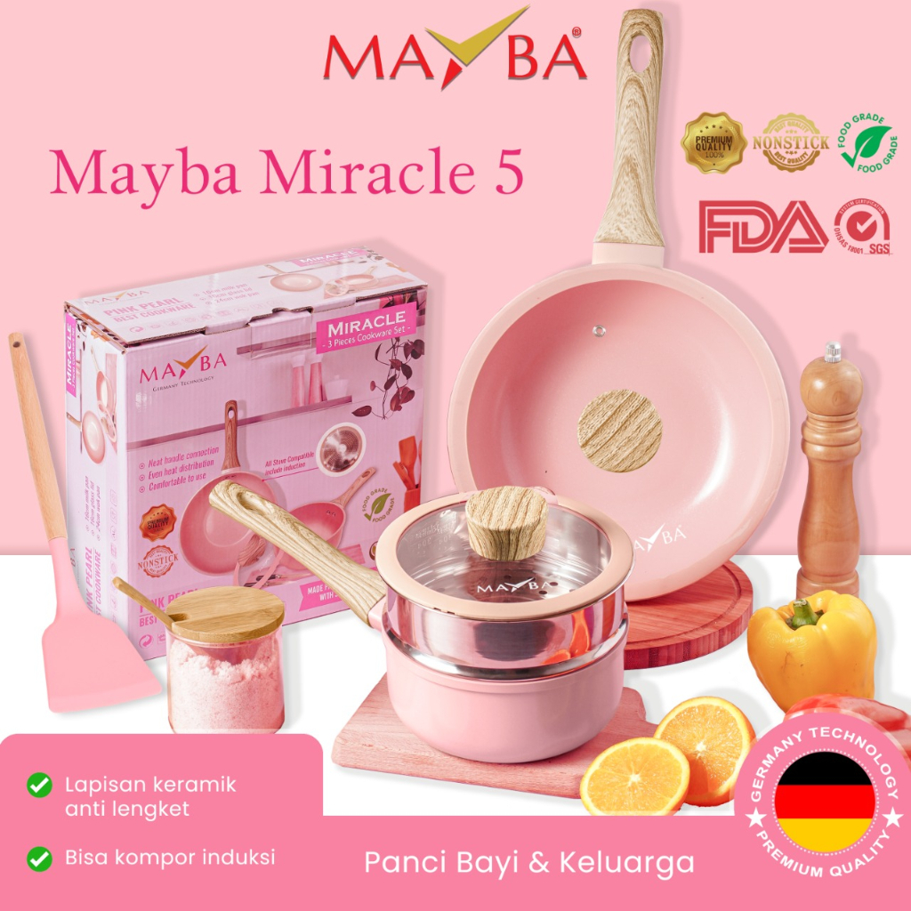 Jual MAYBA Miracle 5 Pcs Bonus Steamer READY STOK Panci Set Bayi ...