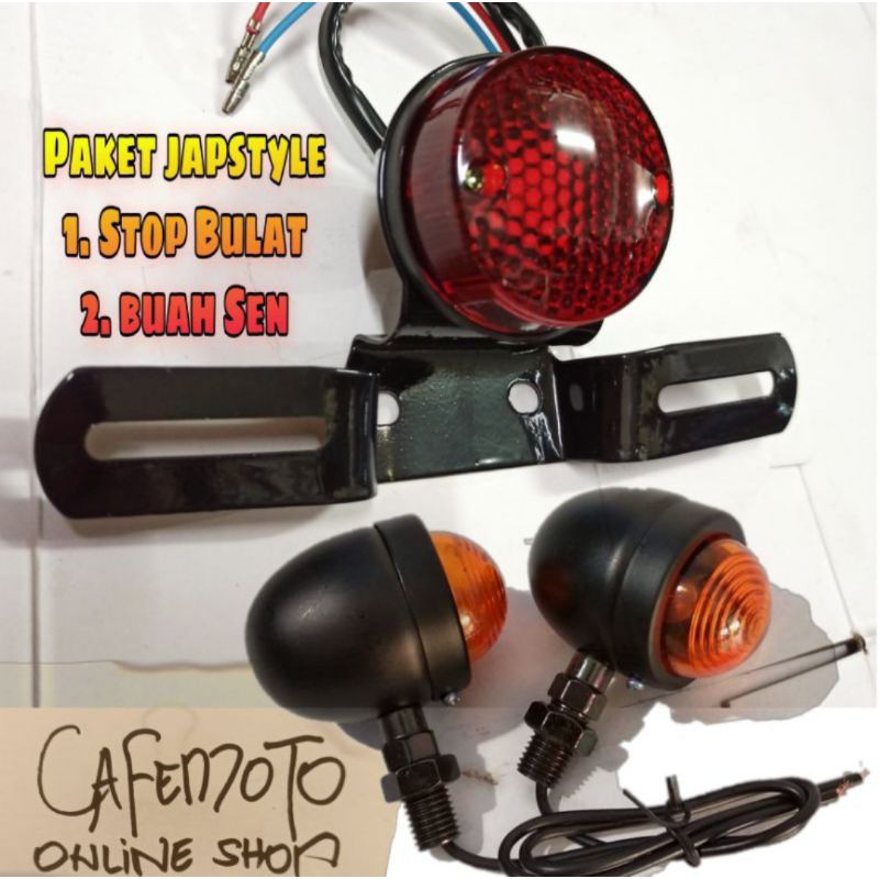 Jual lampu stop japstyle bulat set dudukan dan lampu sein acipi besi 2 ...