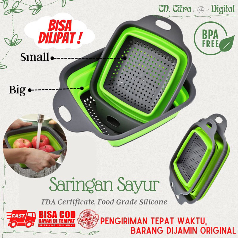 Jual Baskom Sayur Lipat / Keranjang Saringan Sayur Lipat / Drain Basket ...