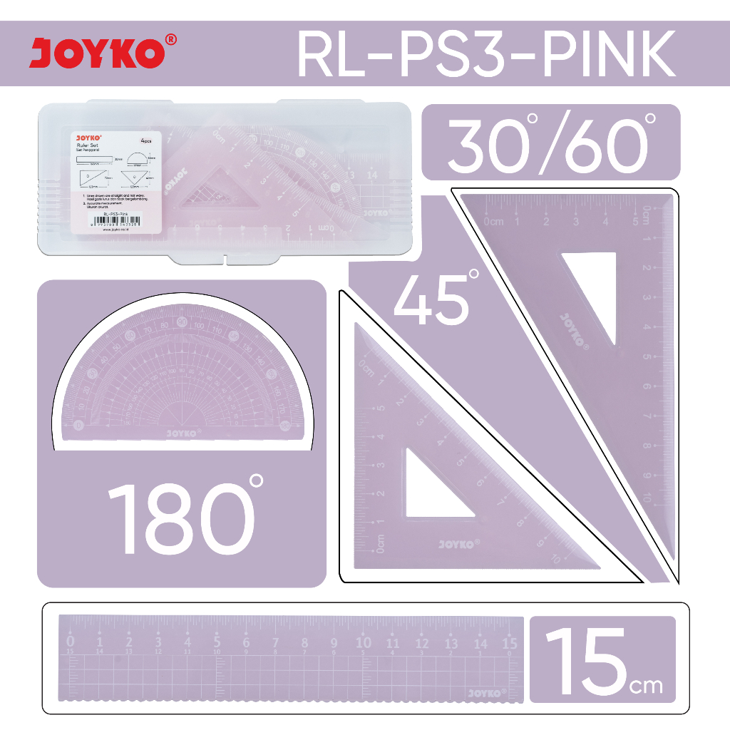 Jual Ruler Penggaris Joyko RL-PS3 1 Set 4 Pcs | Shopee Indonesia