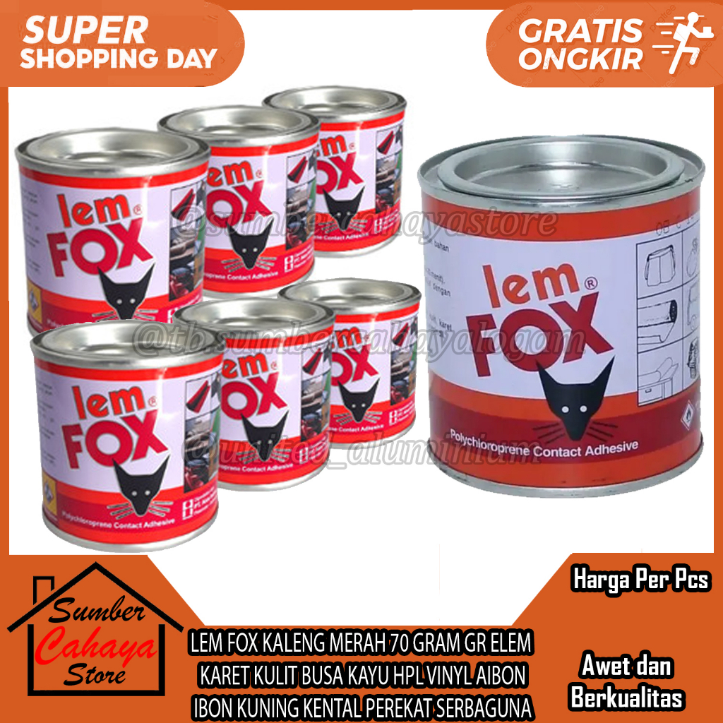 Jual Lem Fox Foks Fok Merah Kuning 70 Gr Gram Karpet Sendal Kulit Kayu ...