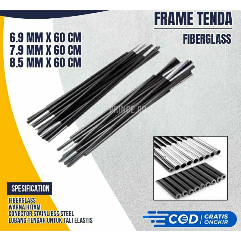 Jual frame tenda fiber 6,9 7,9 8,5 mm x 60 cm rangka tenda bingaki ...