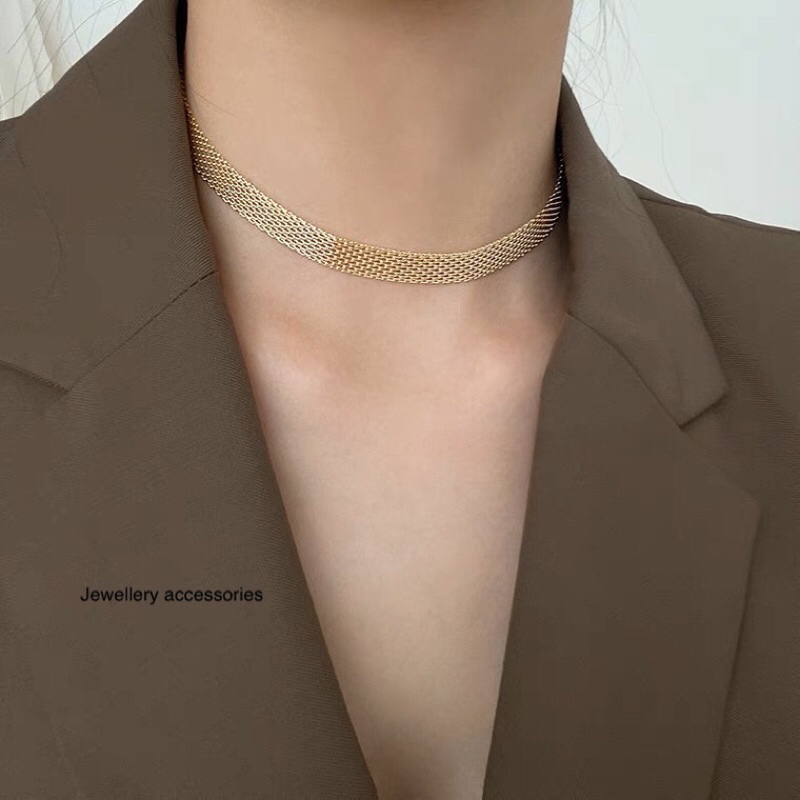 Jual Kalung Titanium Choker Gold Elegan Korea Trending Fashion Stylenya ...