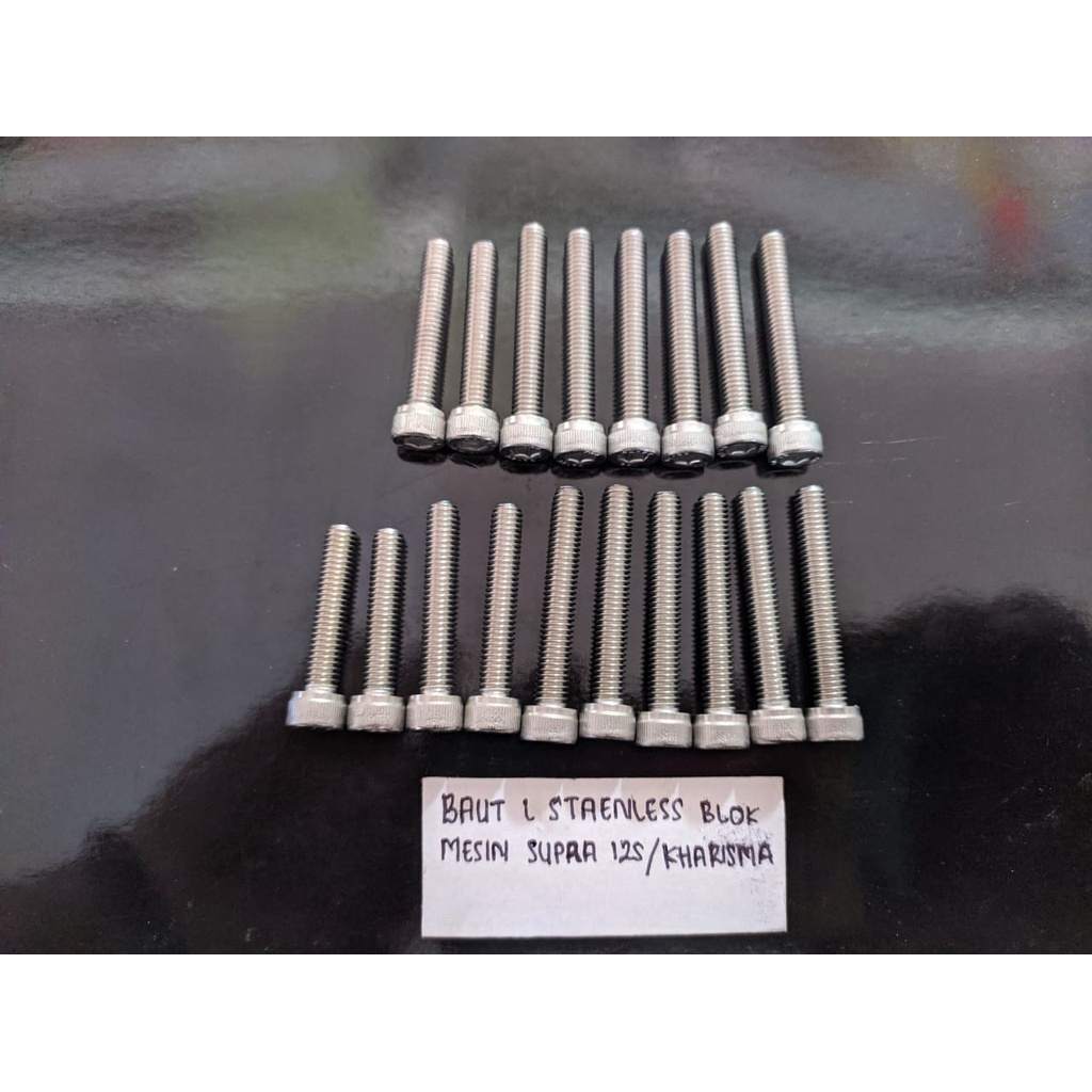 Jual Baut L stenlis Stainless Blok Bak Mesin set Kanan Kiri Supra 125 Kharisma | Shopee Indonesia
