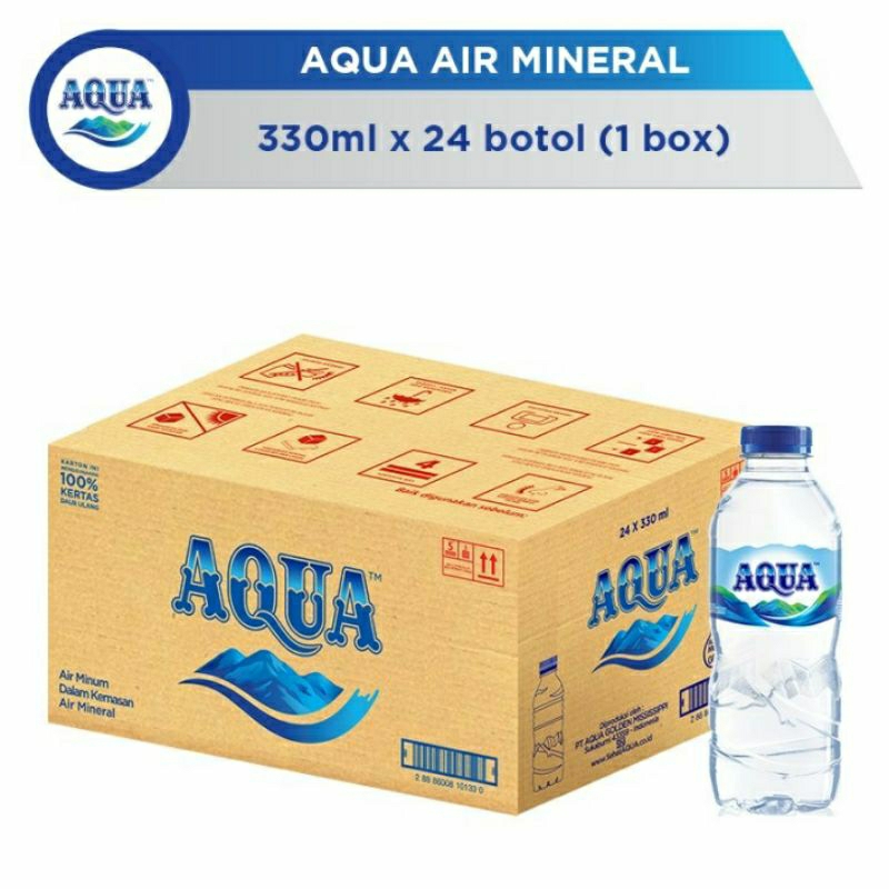 Jual Aqua 330ml x 24 botol (1 karton ) | Shopee Indonesia