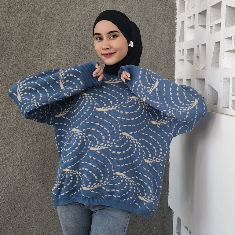 Jual GRETA KNITE/ SWEATER RAJUT BLOUSE KOMPUTER PREMIUM/ MOTIF BATIK ...