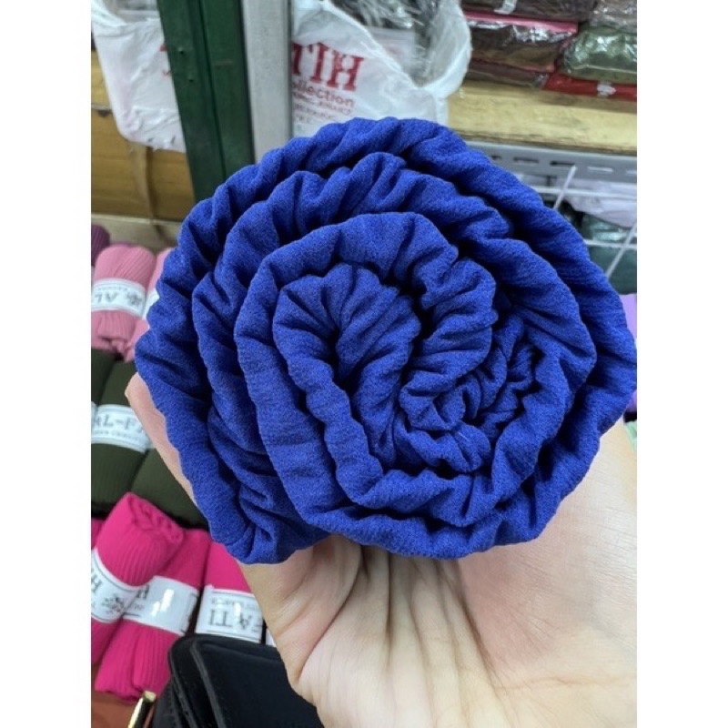 Jual Pashmina Plisket Biru Bca Premium || Pashmina Biru Elektrik Plisket Biru Elektrik || Hijab ...