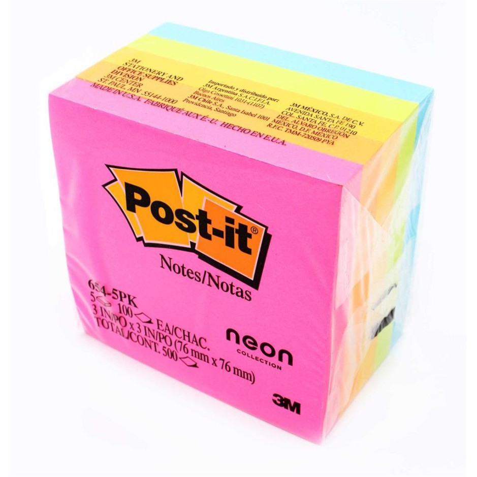 Jual Post it Kertas Pengingat 654-5PK NEON 3M Sticky Notes | Shopee ...