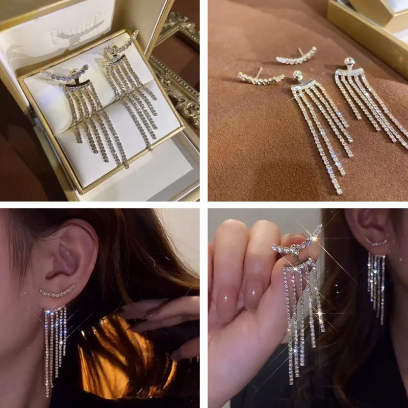 Jual anting Tindik rumpun Zircon Glitter Shiny Drop Earring untuk acara ...