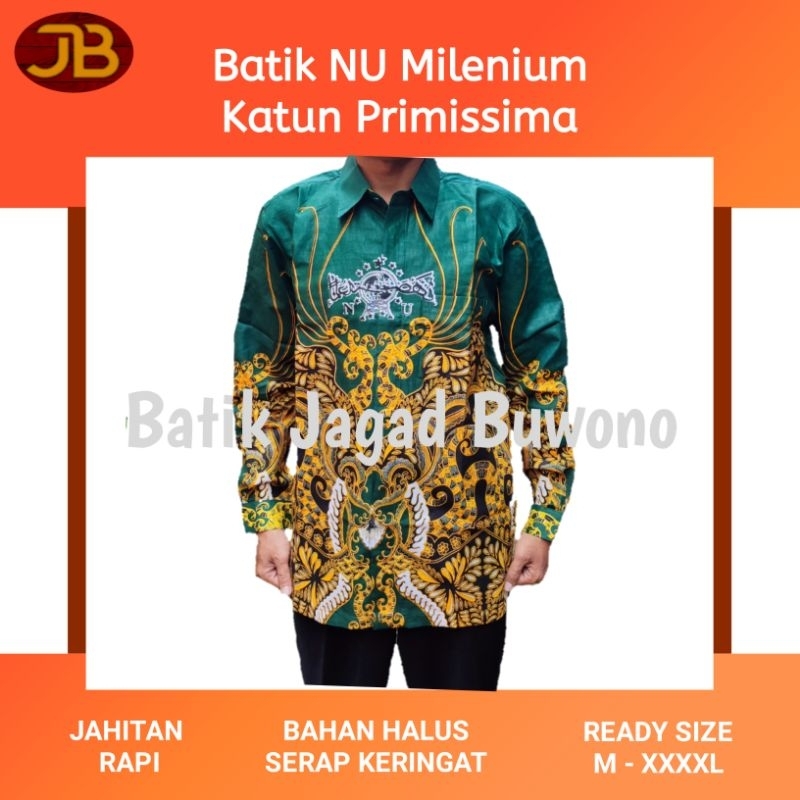 Jual Batik NU Terbaru Motif Milenium Lengan Panjang Warna Hijau ...