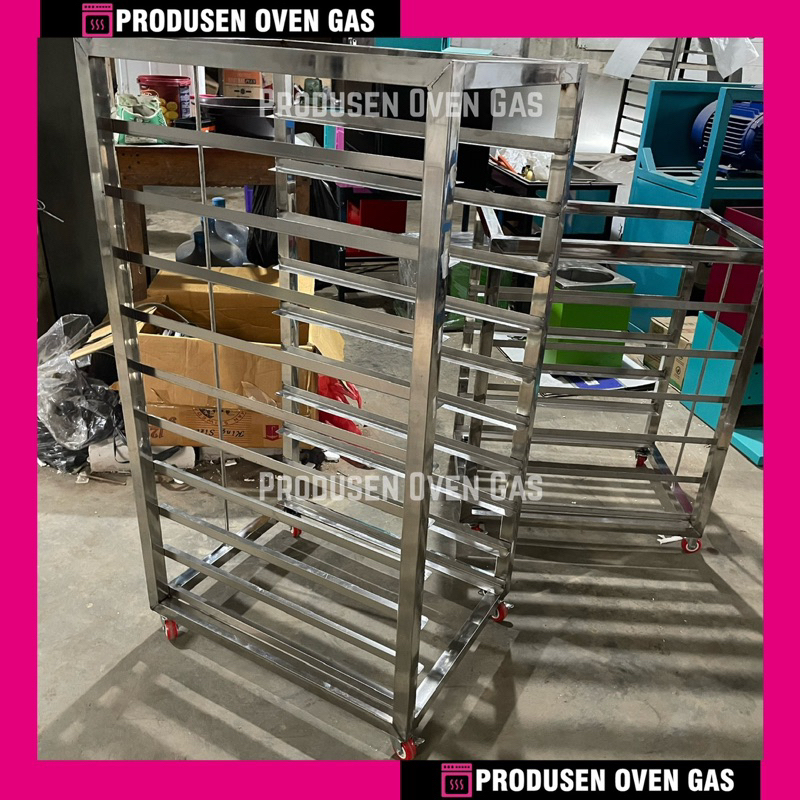 Jual TROLY FULL STAINLESS 10 SUSUN RAK LOYANG ROTI TROLLEY BAKERY ...