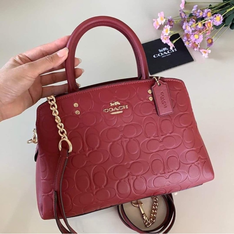Jual Tas Coach Original Mini Lillie Crryall Embossed Cherry Red Size ...
