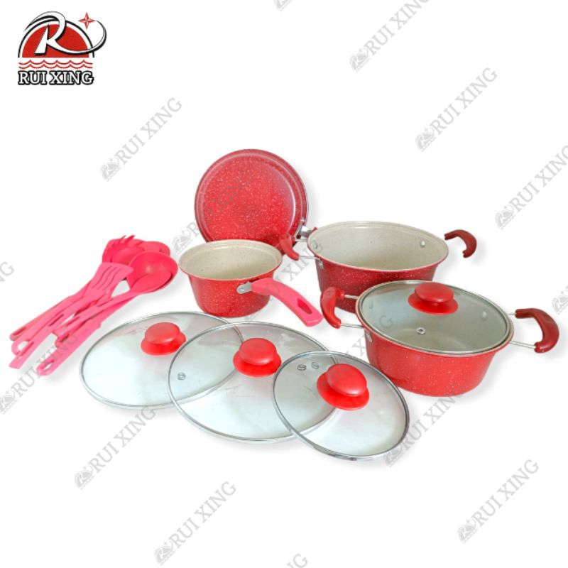 Jual Cookware Panci Set 14 Pcs - Panci Sendok Spatula Set Tutup Kaca ...