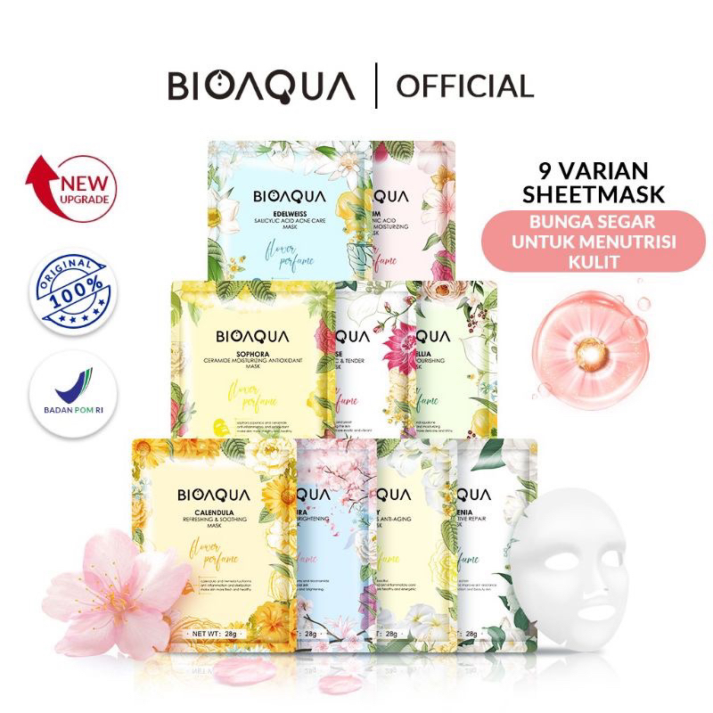 Jual Bioaqua Bio Aqua Facial Sheet Mask Flowers Series (28g/pcs ...