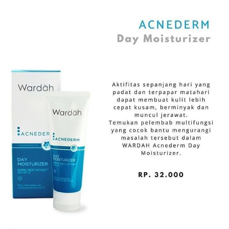 Jual Wardah Acnederm Series Cleanser Toner Day Night Cream Acne Pore ...