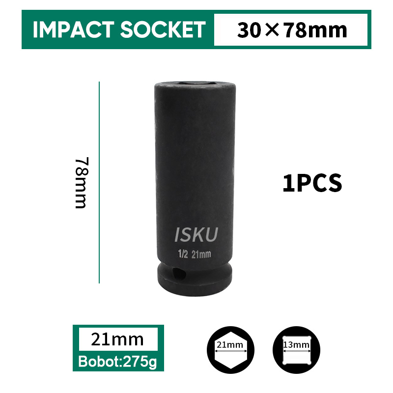Jual ISKU mata kunci shock impact socket Panjang/mata sock set cr-mo 1/2" drive socket kokoh dan ...