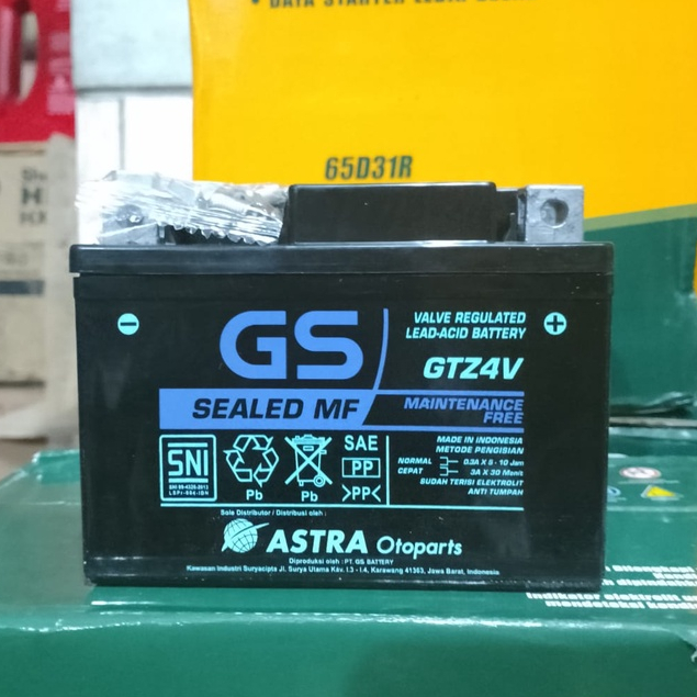 Jual Aki motor GS ASTRA GTZ4V tipe aki ori baru beat mio soul j m3 fino ...