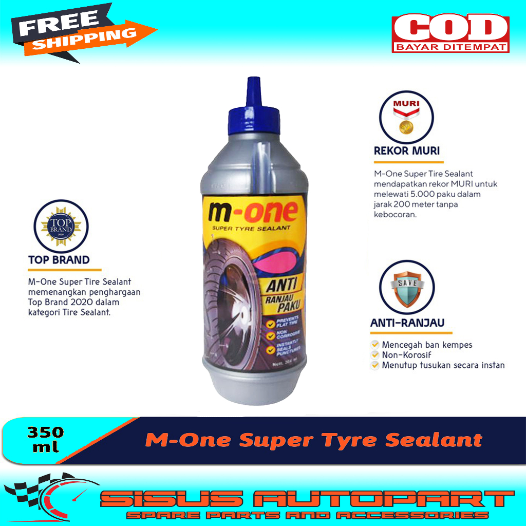 Jual CAIRAN ANTI BAN BOCOR M-ONE / CAIRAN TUBELESS M-ONE 350ML SUPER TYRE SEALANT / M-ONE 350ML ...