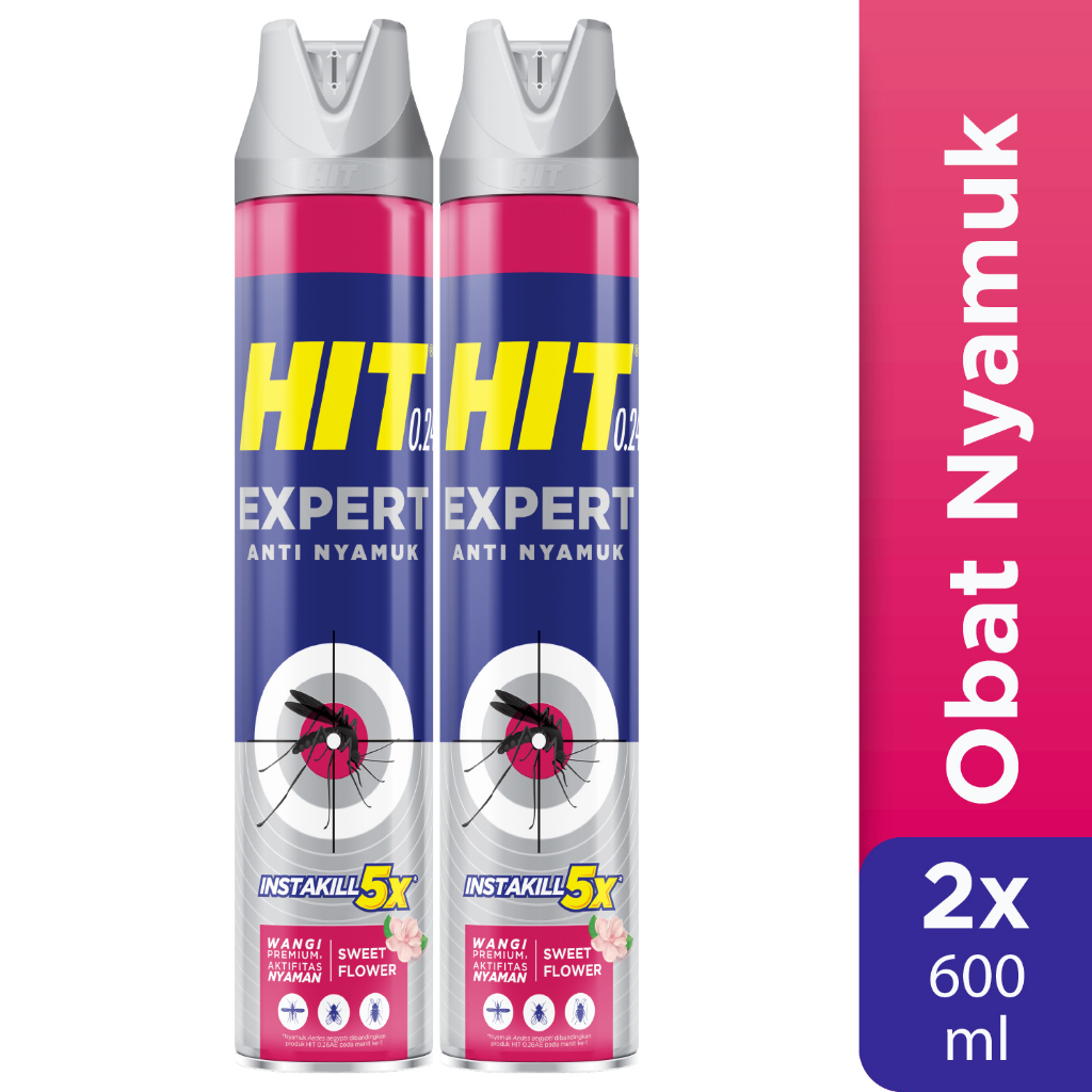 Jual HIT Aerosol Expert Sweet Flower 600ml x2 - Obat Nyamuk - Bunuh ...