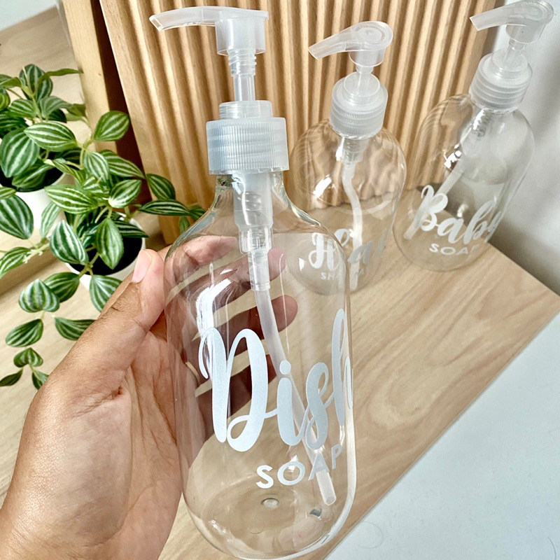 Jual BOTOL REFILL PUMP 500ml WARNA BENING FREE STIKER CUTTING PUTIH ...
