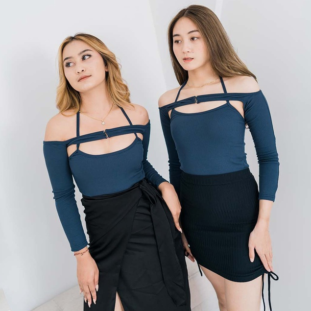 Jual ELORA ( Kimo Top ) ZNA | Style Korean | Atasan rib wanita | Shopee ...