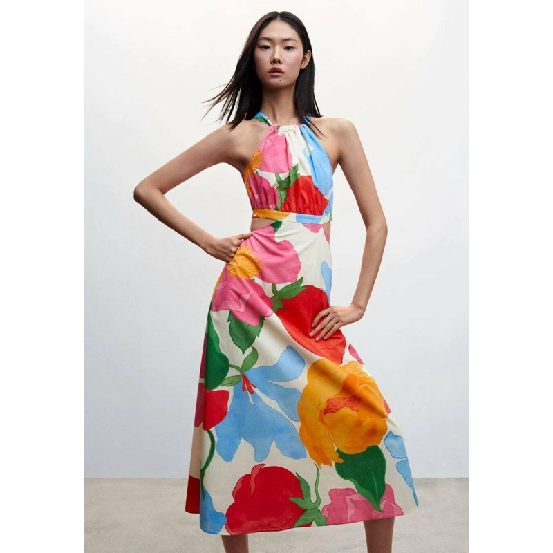 Jual Mango MARIA H Robe de jour dress ORI Orange Flower Bunga Warna ...